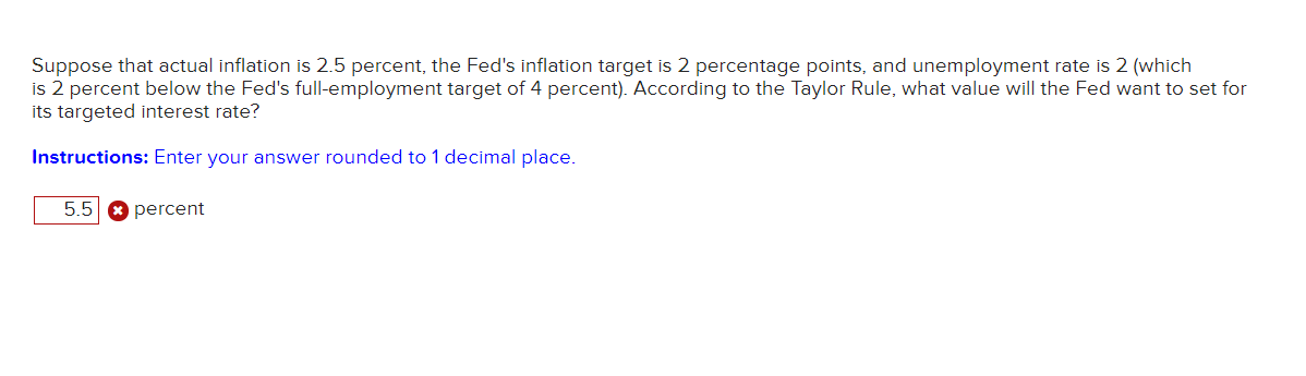 Solved Suppose that actual inflation is 2.5 percent, the | Chegg.com