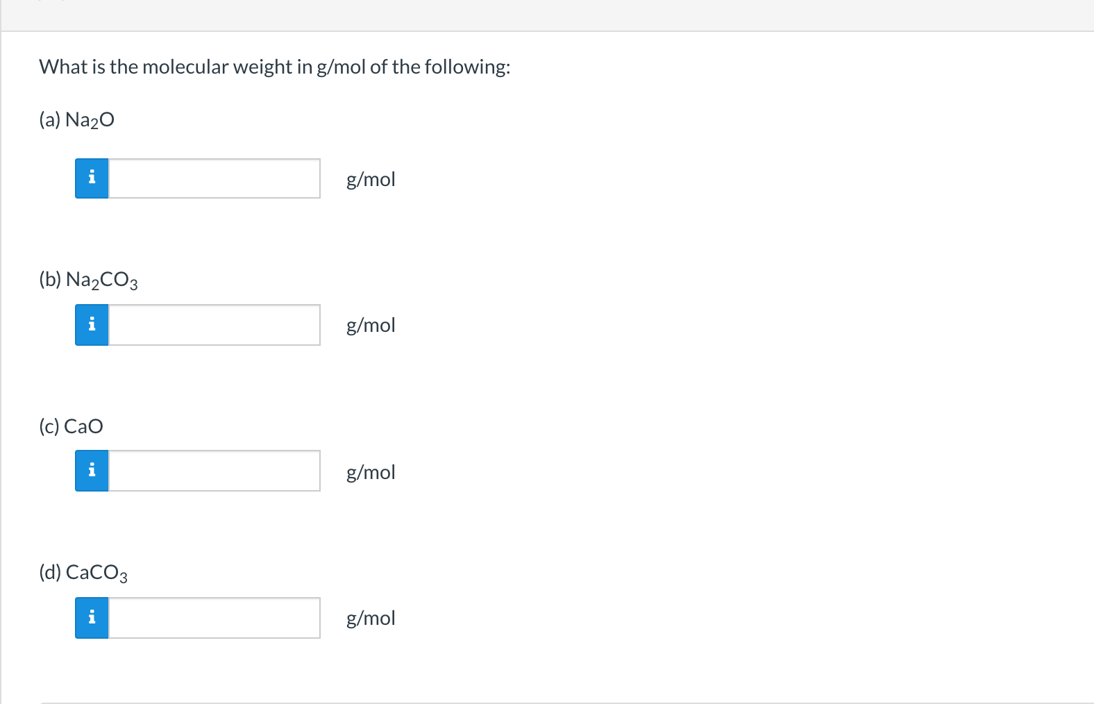 Solved What is the molecular weight in g/mol of the | Chegg.com