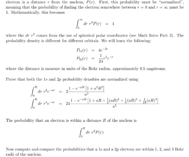 Solved electron is a distance r from the nucleus, P(r). | Chegg.com