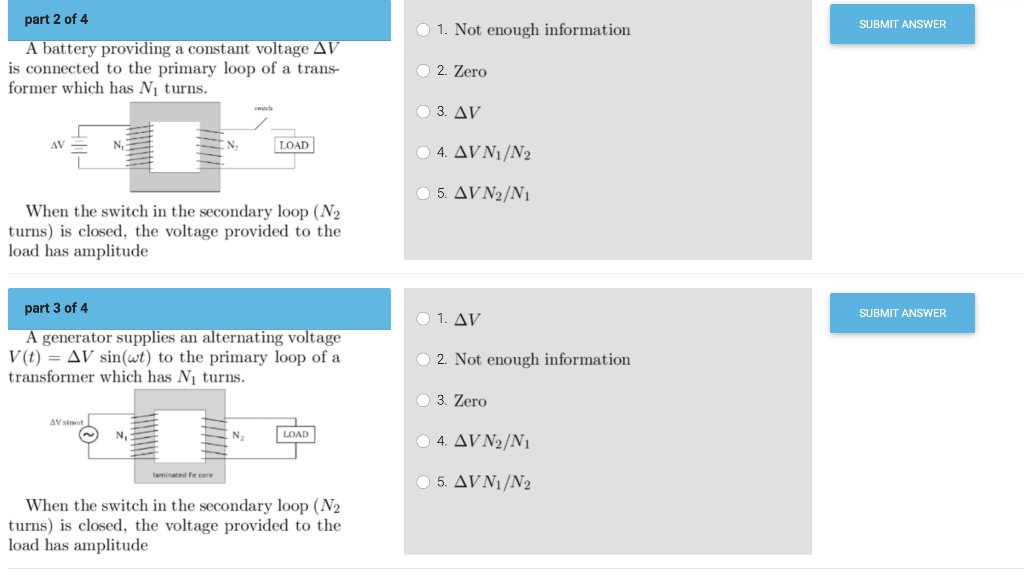 Solved part 2 of 4 1. Not enough information SUBMIT ANSWER A | Chegg.com