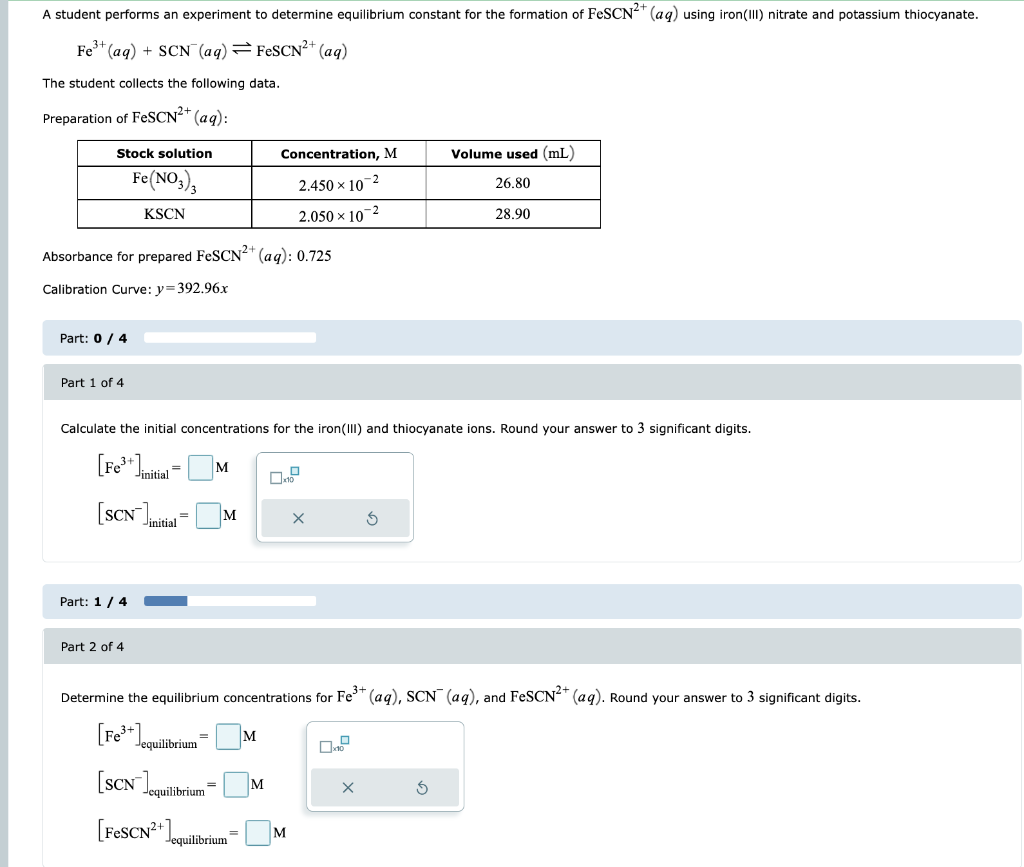 Based on the experimental data, what is the Kc ? | Chegg.com