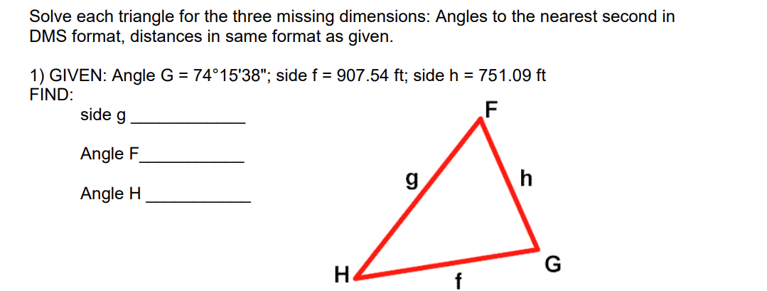 Solve each triangle for the three missing dimensions: | Chegg.com