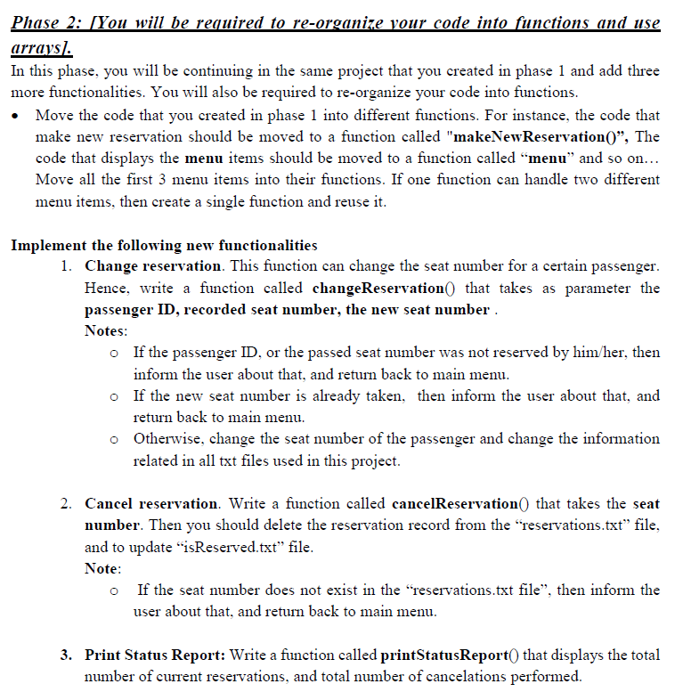 Solved this is my phase one, please copy and paste the code | Chegg.com