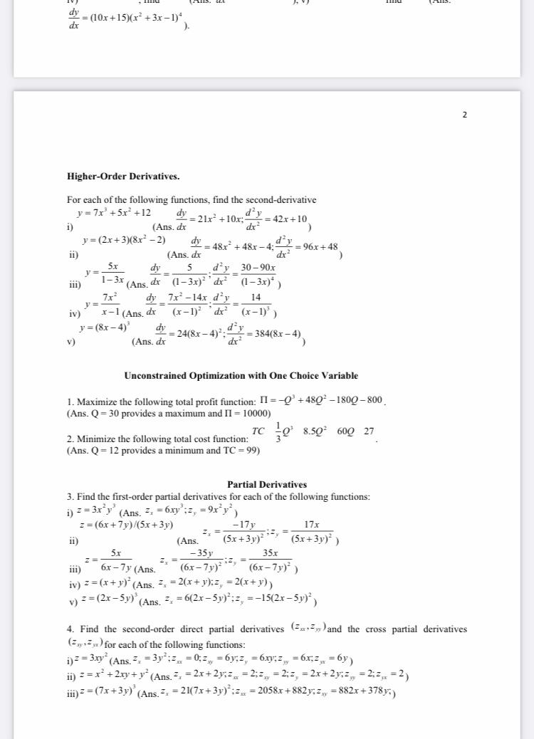 Solved 1 Assignment 1 on Differentiation (Syllabus for Mid | Chegg.com