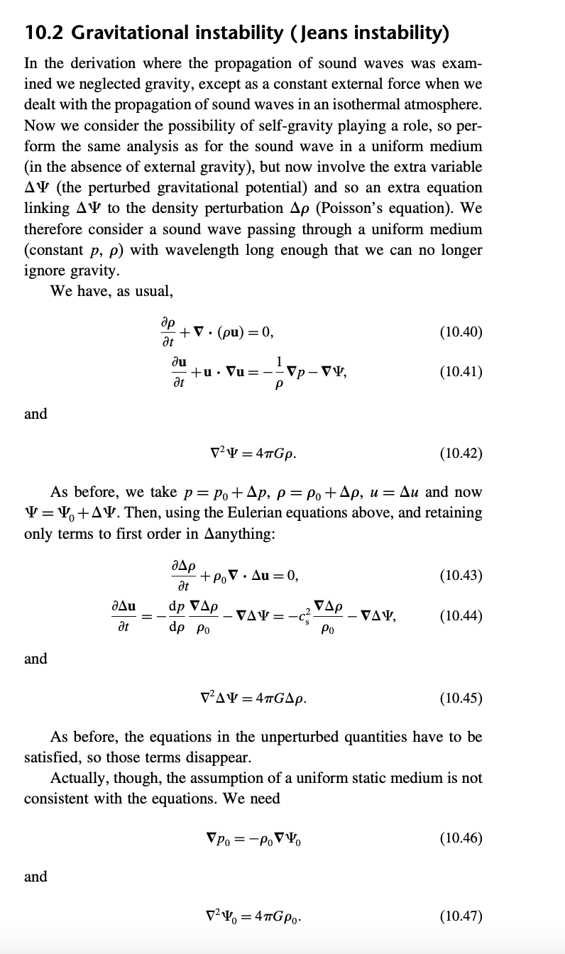Solved 10.2 Gravitational instability (Jeans instability) In | Chegg.com