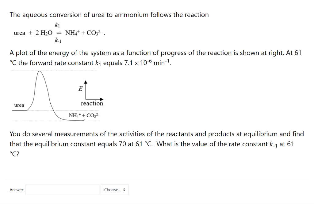 Solved The aqueous conversion of urea to ammonium follows | Chegg.com