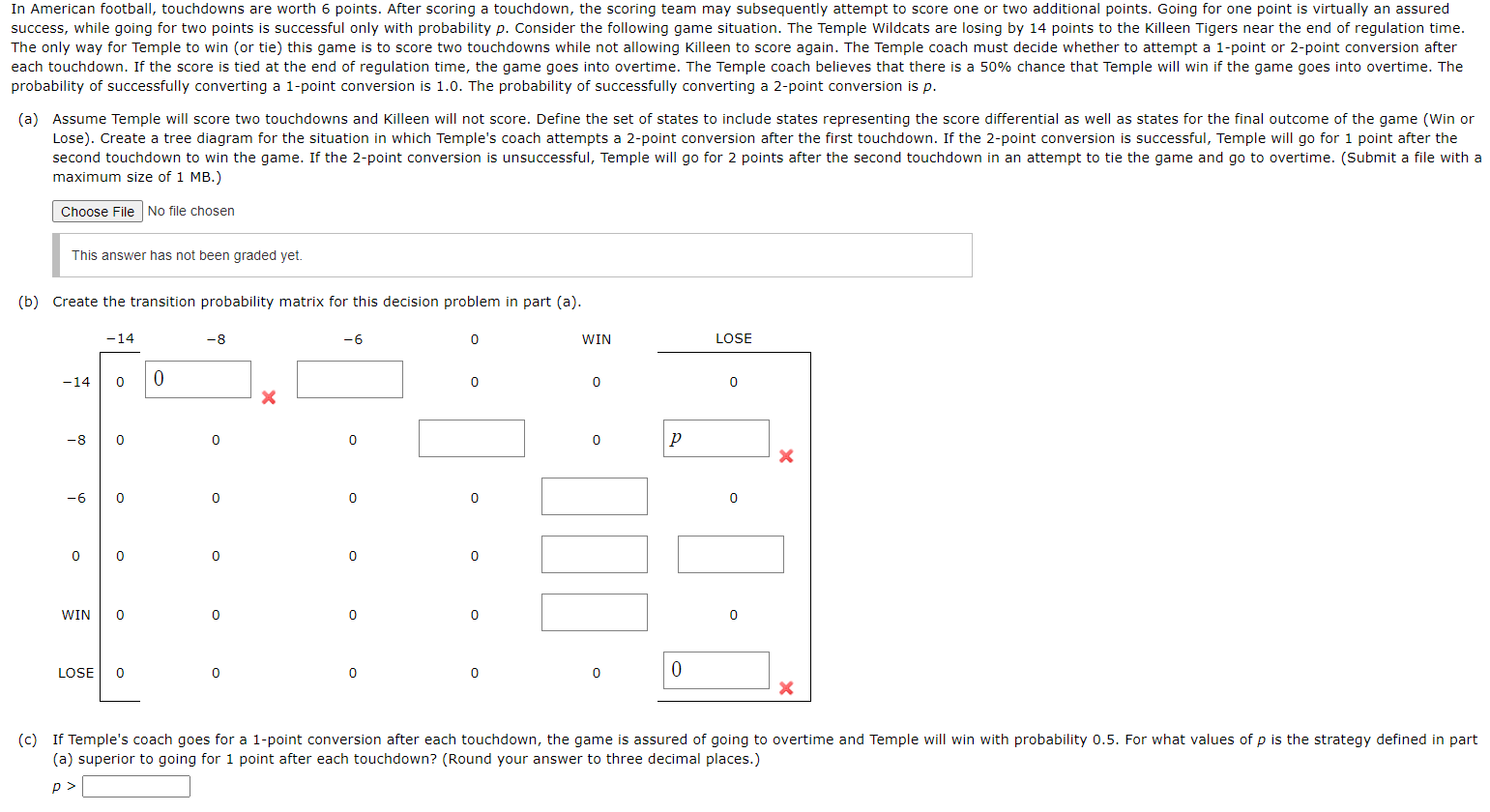 probability of successfully converting a 1-point | Chegg.com