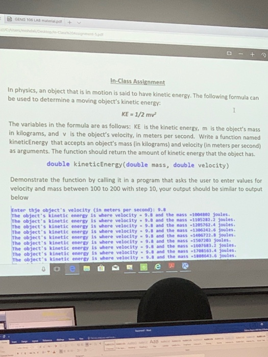 Solved GENG 106 LAl material.pt+ In-Class Assignment In | Chegg.com
