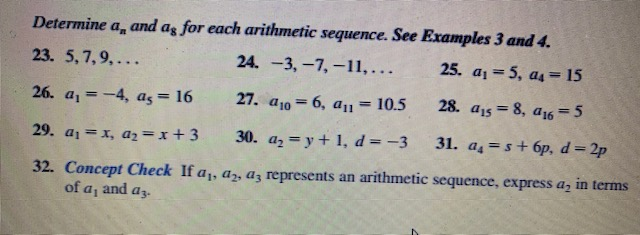 Solved Determine a, and ag for each arithmetic sequence. See | Chegg.com