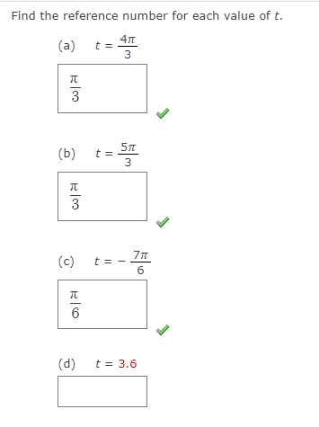 Solved Find the reference number for each value of t. (a) | Chegg.com