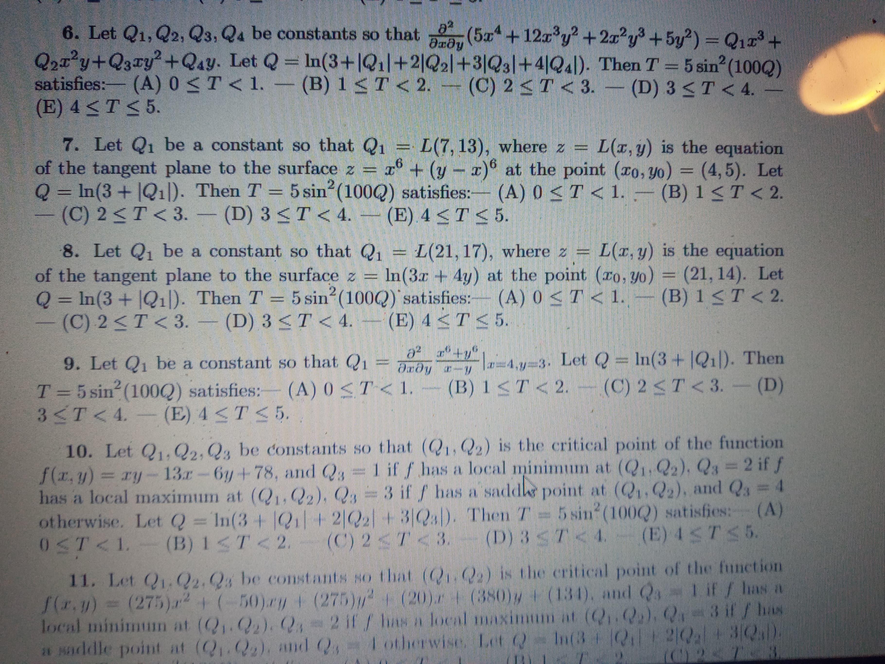 Solved 6. Let Q1, Q2, Q3, Q4 be constants so that spa, (5x^ | Chegg.com
