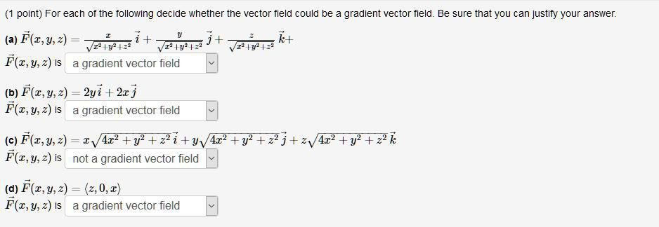 Solved (1 point) For each of the following decide whether | Chegg.com