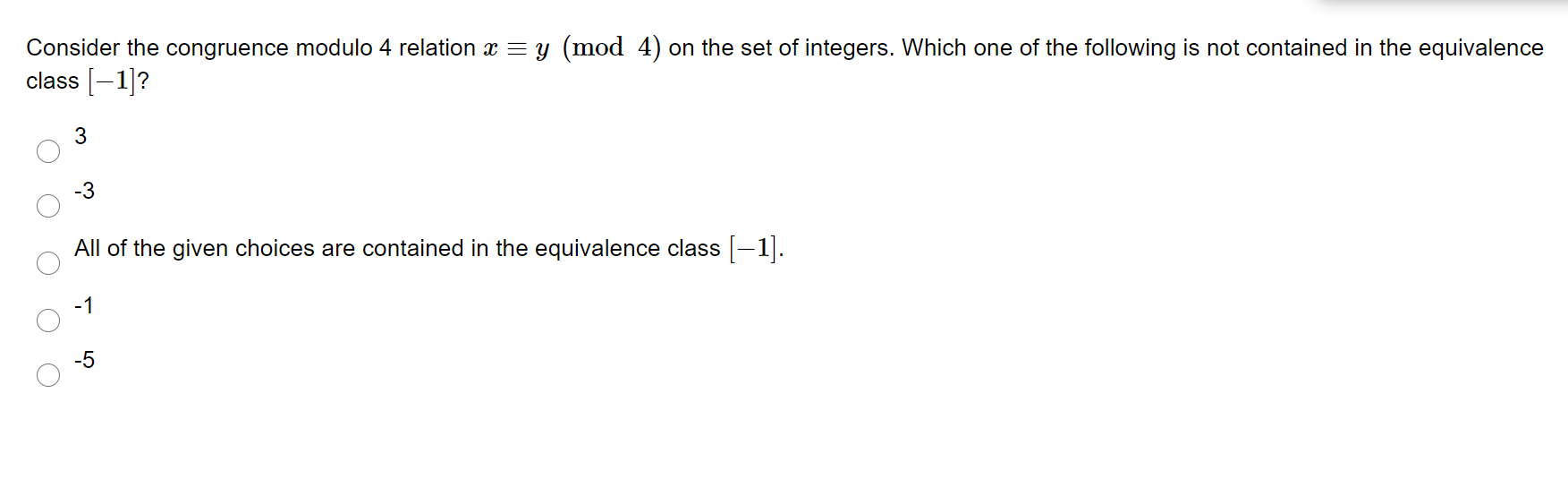 Solved Consider The Congruence Modulo 4 Relation X Y Mod 