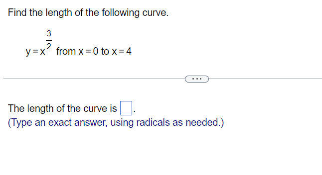 Solved Find the length of the following curve.y=x32 ﻿from | Chegg.com