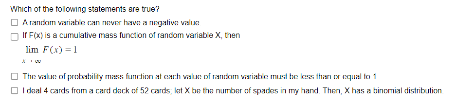 Solved Which of the following statements are true? A random | Chegg.com