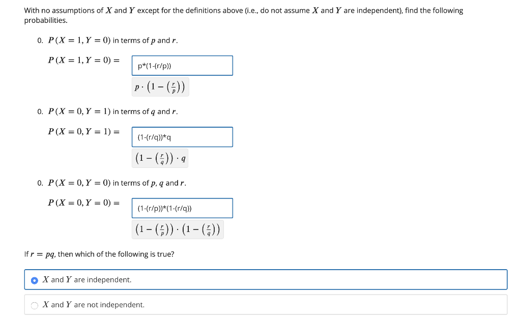 Solved Let X, Y be two Bernoulli random variables and let p | Chegg.com