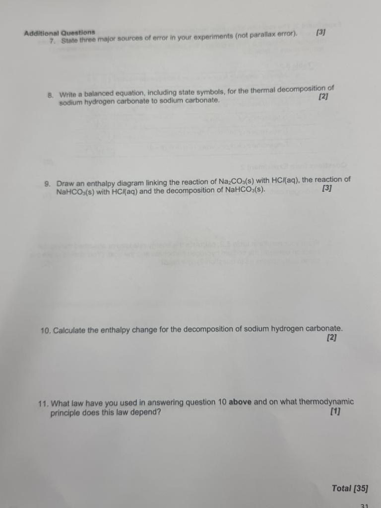 Solved Experiment 2: The reaction of sodium hydrogen | Chegg.com