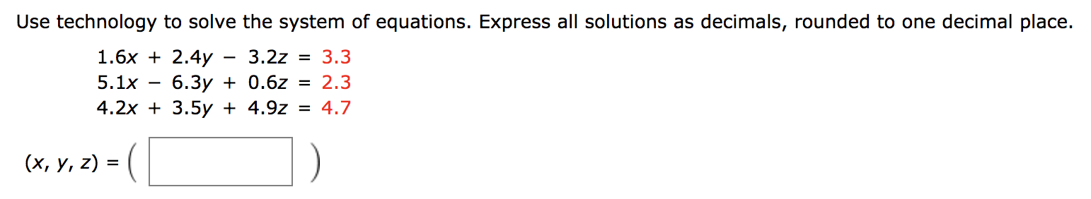 Solved Use technology to solve the system of equations. | Chegg.com