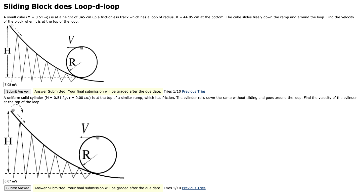Solved Sliding Block does Loop-d-loop A small cube (M = 0.51 | Chegg.com
