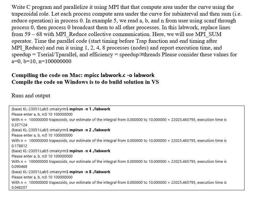 Solved Write C Program And Parallelize It Using Mpi That 5411