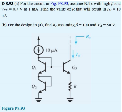 Solved (a) For the circuit in Fig. P8.93, assume BJTs with | Chegg.com