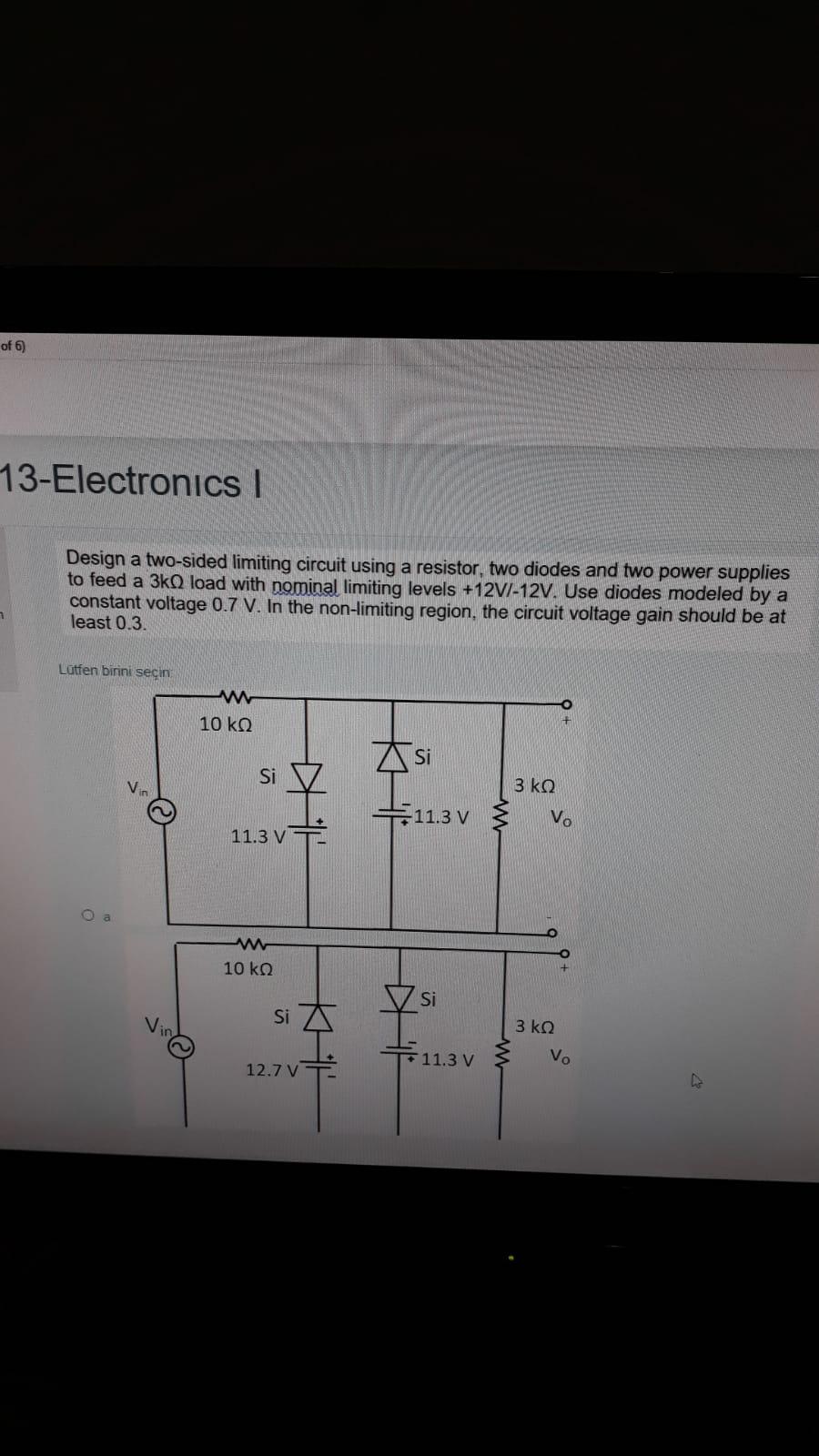 Solved of 6) 13-Electronics Design a two-sided limiting | Chegg.com