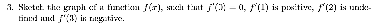 Solved 3. Sketch the graph of a function f(x), such that | Chegg.com