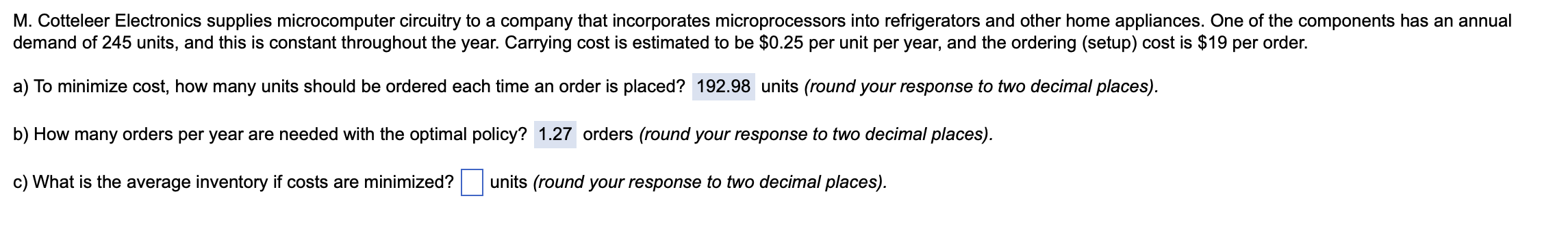 Solved Only only answer question C. ﻿with explaining steps | Chegg.com