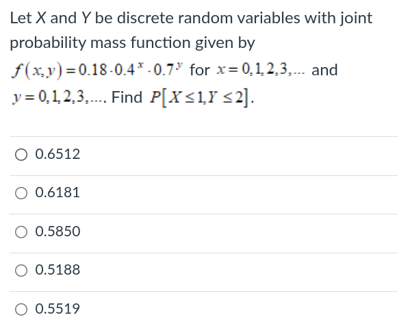 Solved Let X and Y be discrete random variables with joint | Chegg.com