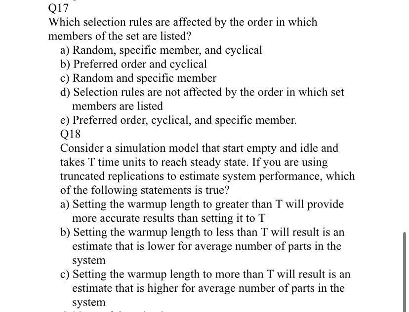 Solved Q17 Which selection rules are affected by the order | Chegg.com