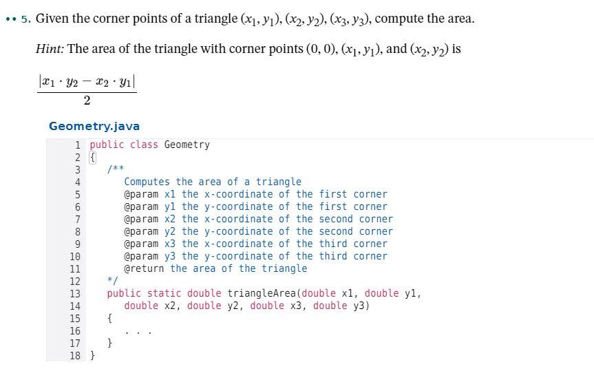 Solved .. 5. Given the corner points of a triangle (x1,y), | Chegg.com