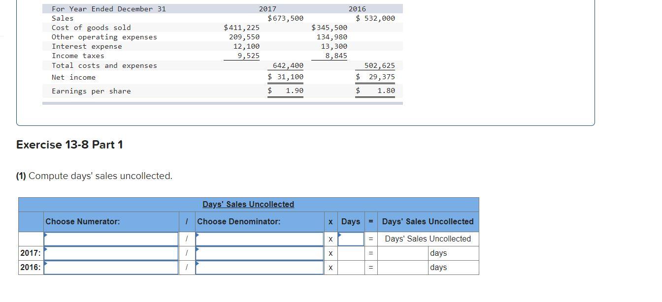 Solved Required information Exercise 13-8 Liquidity analysis | Chegg.com