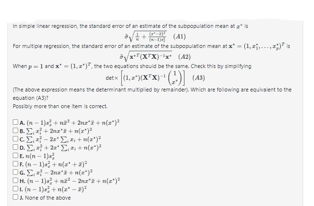 Solved In simple linear regression, the standard error of an | Chegg.com