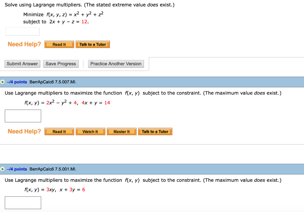 Solved Solve Using Lagrange Multipliers The Stated Extreme