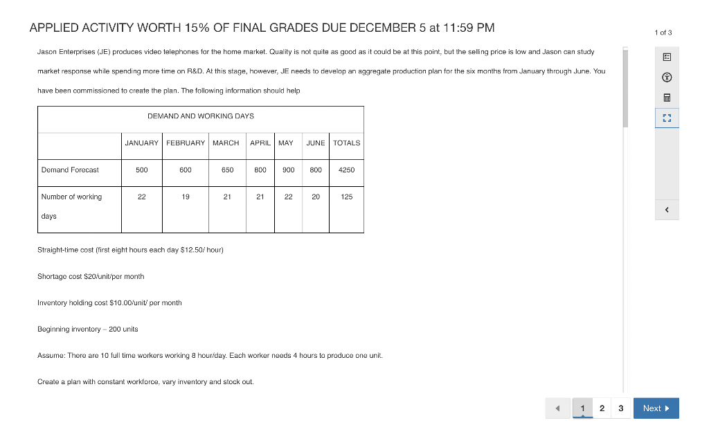 Solved APPLIED ACTIVITY WORTH 15\% OF FINAL GRADES DUE | Chegg.com