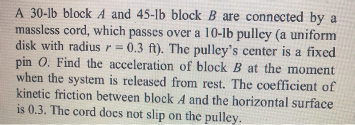 Solved A 30-lb block A and 45-lb block B are connected by a | Chegg.com