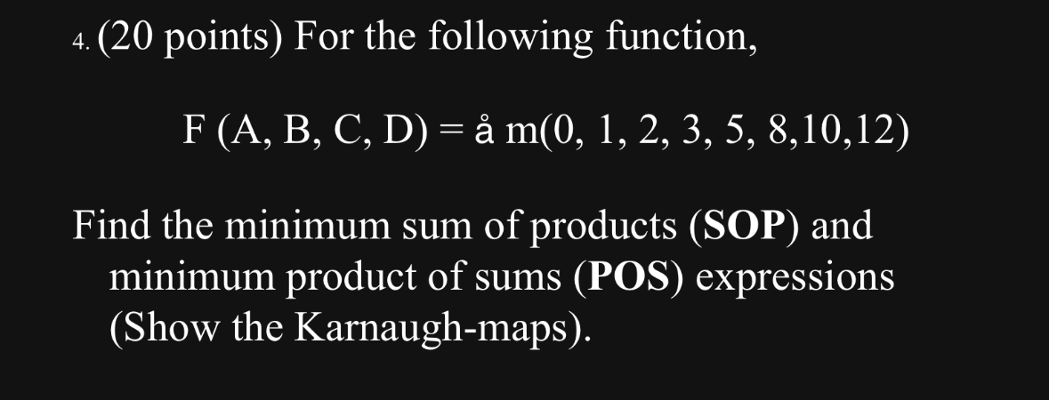 Solved (20 ﻿points) ﻿For the following | Chegg.com