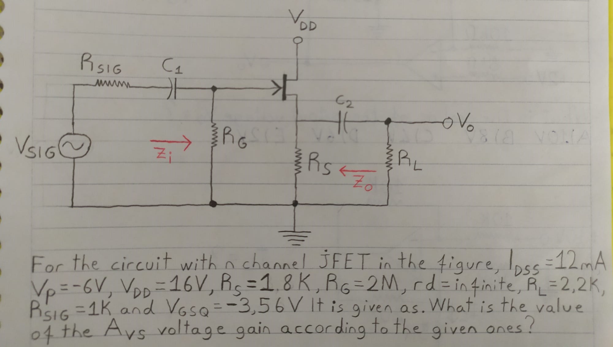 Solved For the circuit with n channel JFET in the figure, | Chegg.com