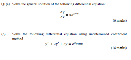 Solved Q1a) Solve the general solution of the following | Chegg.com