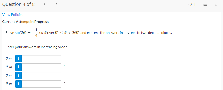 Solved Question 4 of 8 View Policies Current Attempt in | Chegg.com