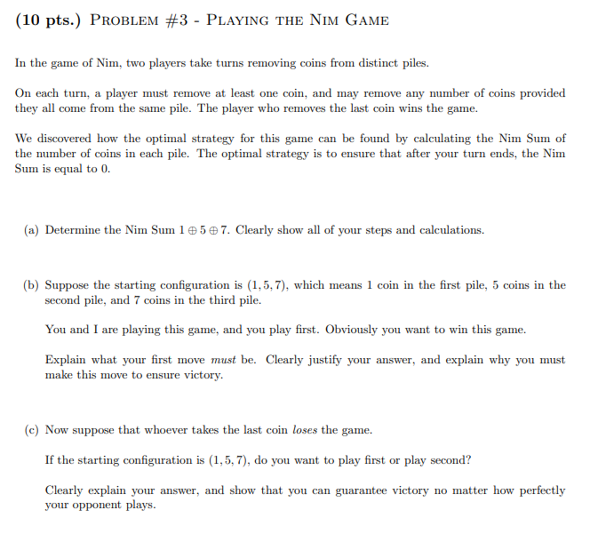 In the game of Nim, two players take turns removing | Chegg.com