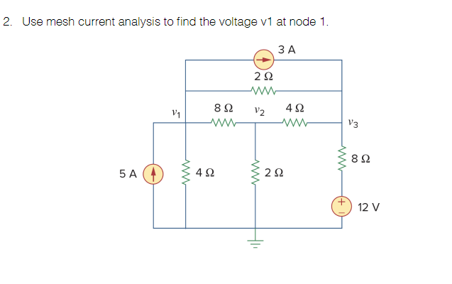 Solved 2. Use mesh current analysis to find the voltage v1 | Chegg.com