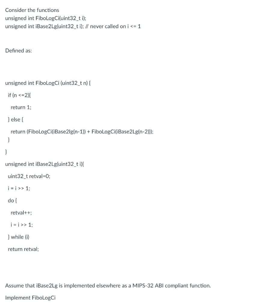 Solved Consider the functions unsigned int | Chegg.com