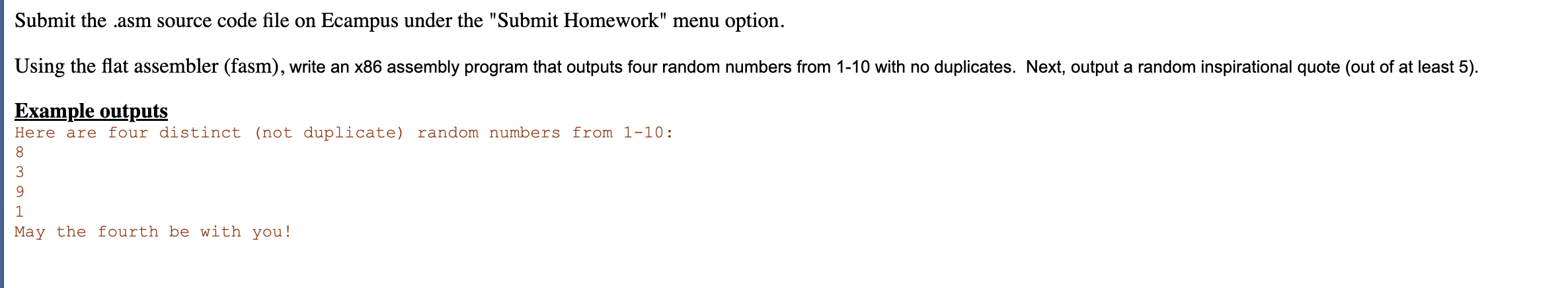 Solved Submit the .asm source code file on Ecampus under the | Chegg.com