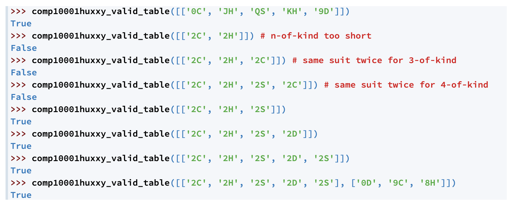Solved Write a function comp10001huxxy_valid_table() which | Chegg.com