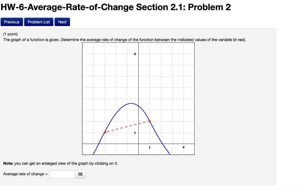 Solved HW-6-Average-Rate-of-Change Section 2.1: Problem 2 | Chegg.com