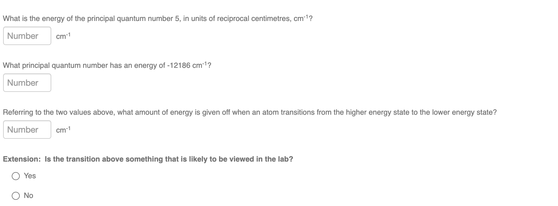 Solved What is the energy of the principal quantum number 5, | Chegg.com