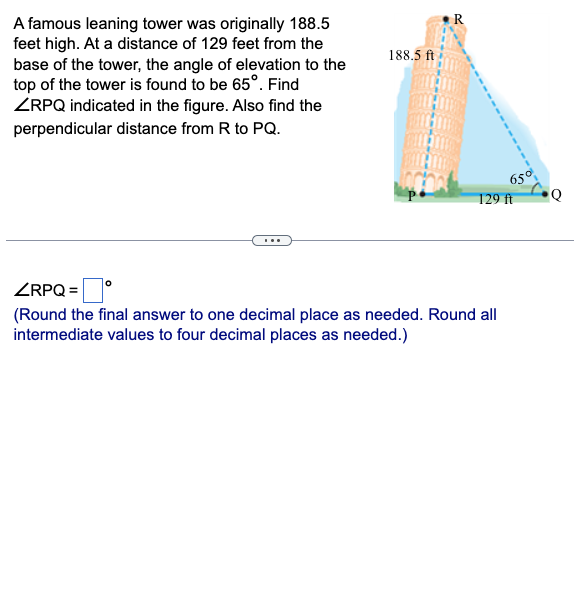 Solved A famous leaning tower was originally 188.5 feet | Chegg.com