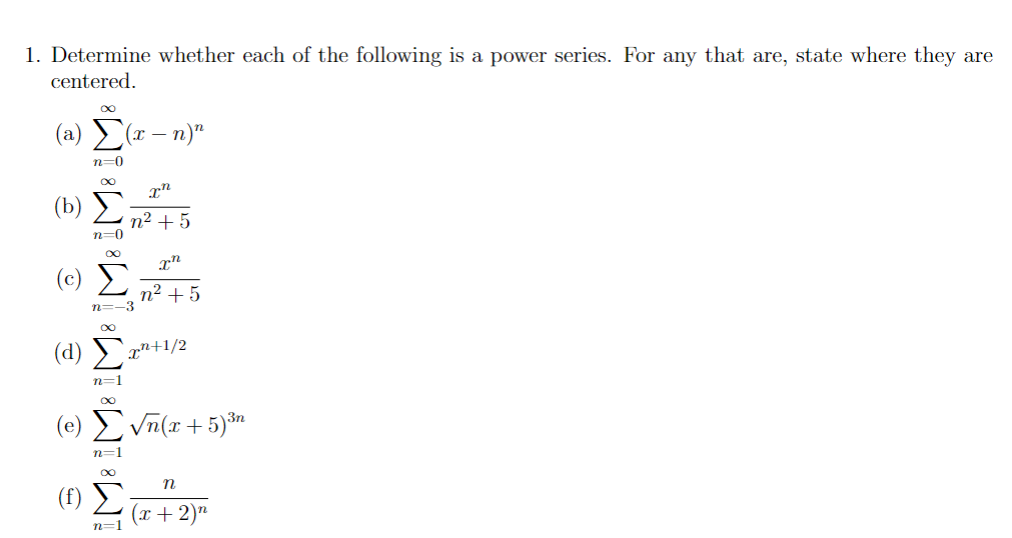 Solved 1. Determine whether each of the following is a power | Chegg.com
