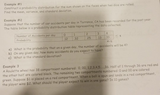 Solved Example #1 Construct a probability distribution for | Chegg.com